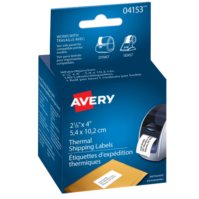 Avery Shipping Labels, 04153, 2-1/8" x 4", White, Thermal and Label Makers