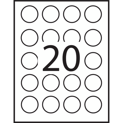 Avery High Visibility Round Labels - 8293 - Template - 20 labels per sheet