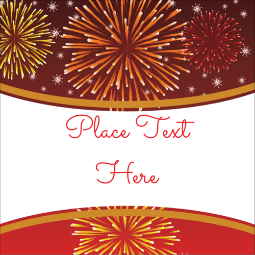 New Year Red Fireworks predesigned Label and Card template for your ...