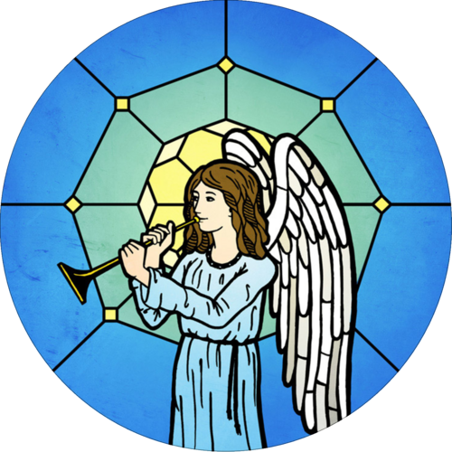 Holiday Stained Glass Angel predesigned Label and Card template for ...