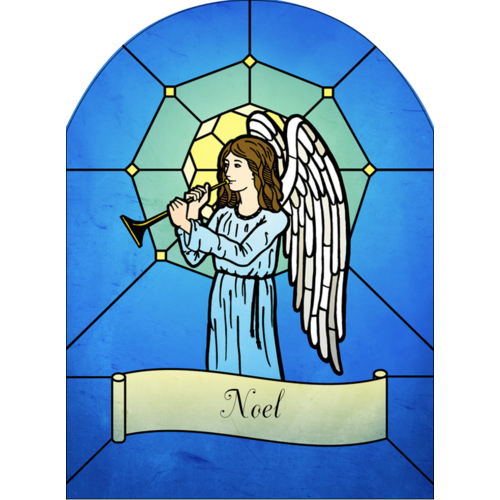 Holiday Stained Glass Angel predesigned Label and Card template for ...