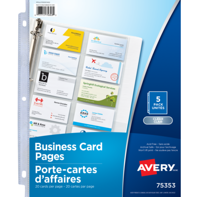 Avery® 75353 - Business Card Pages, 8-1/2" x 11", Clear