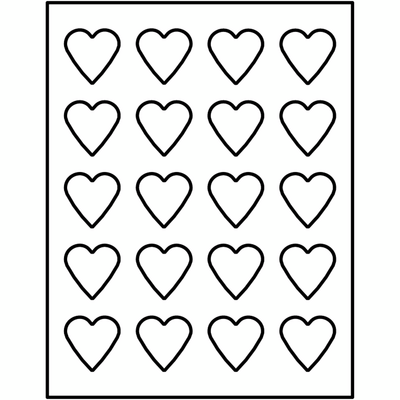 Avery Heart Labels, 1½" x 1½" - Template