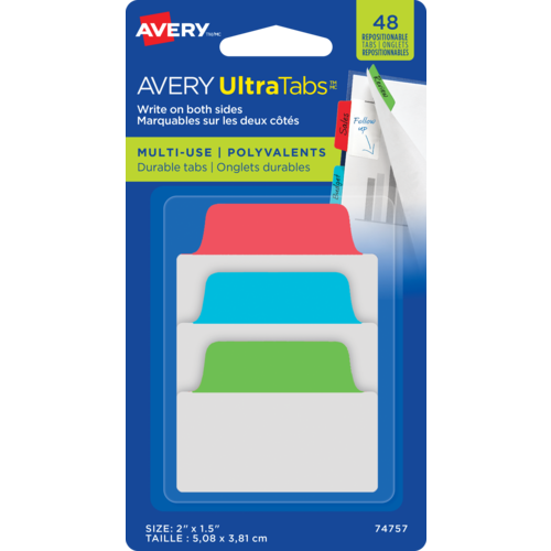 Avery UltraTabs™ - Multi-use, 2" x 1-1/2", Repositionable, Two-Side ...