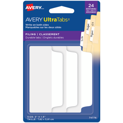 Avery UltraTabs™ - Filing Tabs 3" x 1½", Repositionable, Two-Side ...