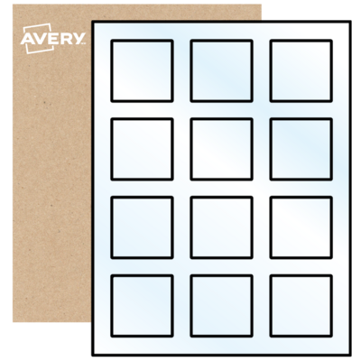 Printable Square Labels, Glossy Clear Film, 2" x 2" | Avery
