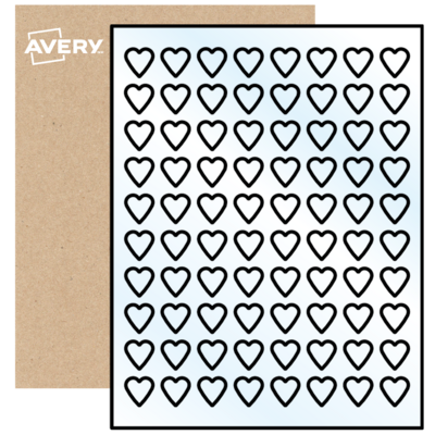 Printable Heart Labels, Glossy Clear Film, 3/4