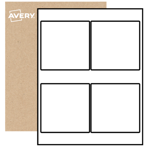 Printable Square Labels, UltraDuty White Film, 4" x 4" | Avery