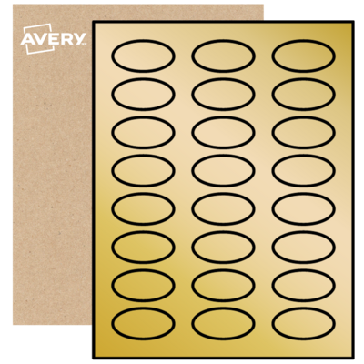 Printable Oval Labels, Gold Foil Paper, 1" x 2" | Avery