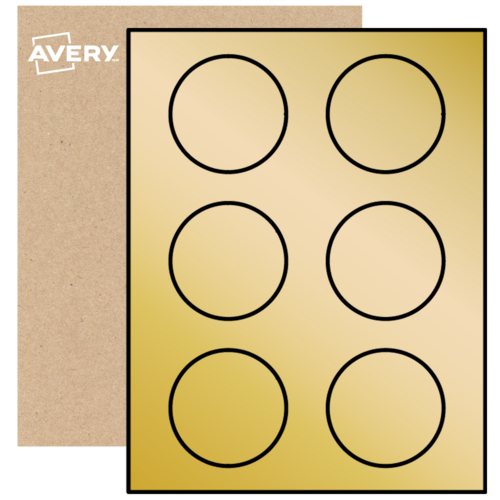 Printable Round Labels, Gold Foil Paper, 2-3/4" | Avery