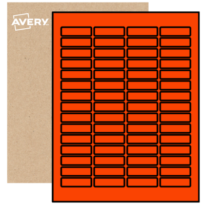 Printable Rectangle Labels, Neon Red Paper, 1/2" x 1-3/4" | Avery