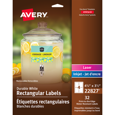 Durable White 4.75" x 3.5" Rectangle Labels | Avery 22827