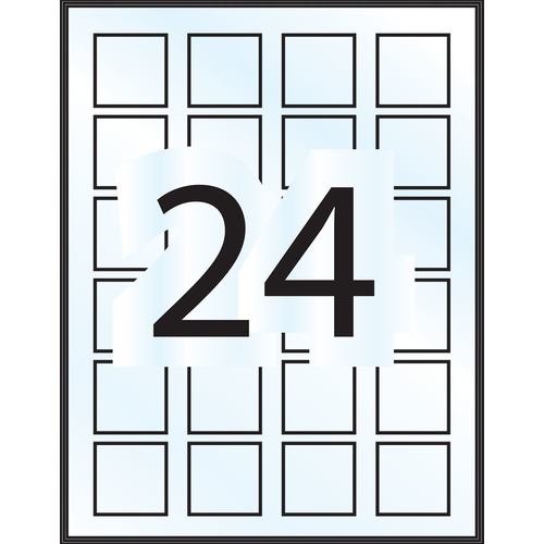 Avery Glossy Clear Square Labels with Easy Peels - 7670- Template