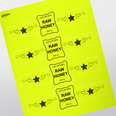 7-3/4 x 2-1/4 - Professional Printed Band Labels - Neon Yellow Paper ...