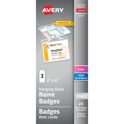 Avery® 74465 - Hanging Name Badge kit , 4" x 3", Clear
