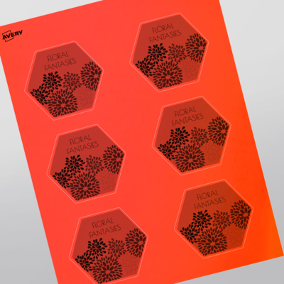 2-1/2 - Professional Printed Hexagon Labels - Neon Red Paper | Avery