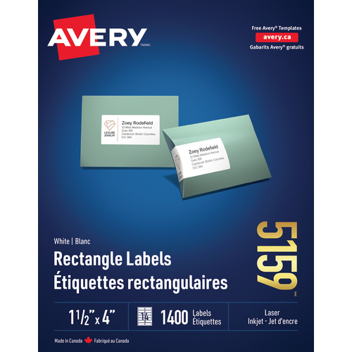 Matte White 1.5" X 4" Address Labels | Avery 5159