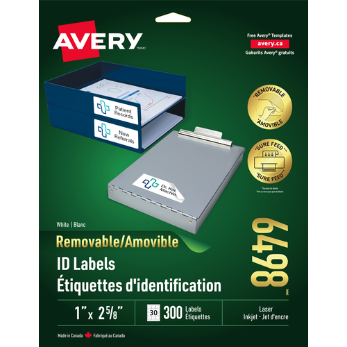 Avery® 06498 - Étiquettes d'identification Amovibles , 2-5/8" x 1 ...