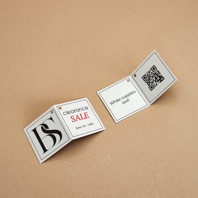 Custom Square Folded Hang Tag, Printed Double Sided, 2" x 2" | Avery