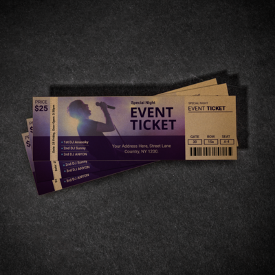 Custom Printed Ticket with Stub on Right 1-3/4" x 5-1/2" | Avery