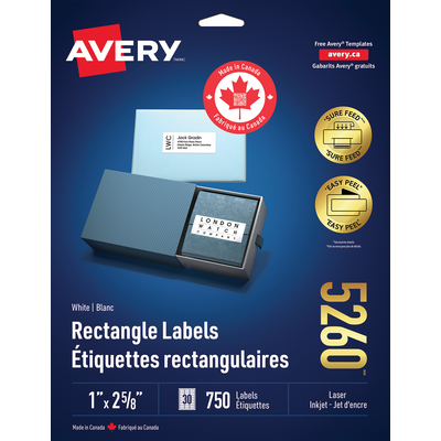 Matte White 1" X 2.625" Address Labels with Easy Peel | Avery 5260