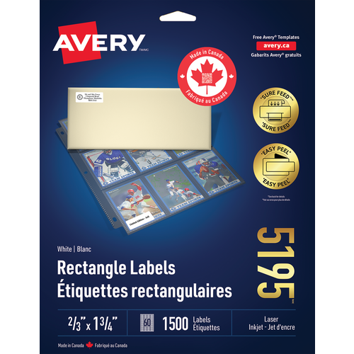 Matte White 0.66" X 1.75" Address Labels with Easy Peel | Avery 5195
