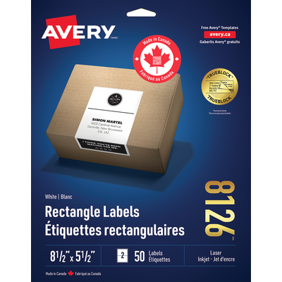White 8.5" x 5.5" Rectangle Labels with Sure Feed and TrueBlock ...