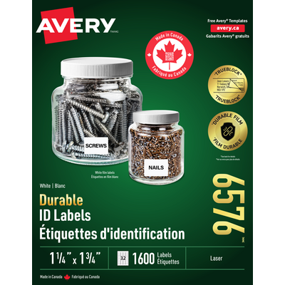 Avery® 06576 - Durable ID Labels , 1-3/4" x 1-1/4", Rectangle, White