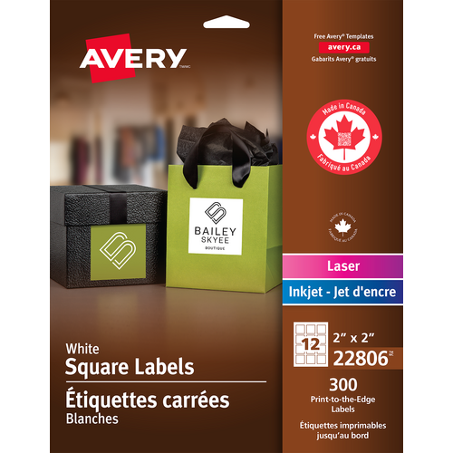 White 2" x 2" Square Labels | Avery 22806