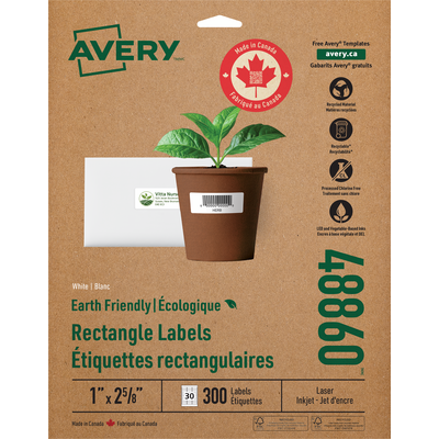 Avery® 48860 - Eco-Friendly Address Labels , 1" x 2-5/8", Rectangle, White