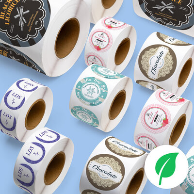 Recycled Matte White Paper, 1", Round Labels