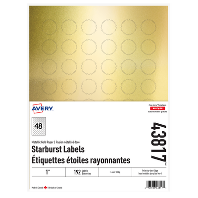 1” Metallic Gold Starburst Labels | Avery
