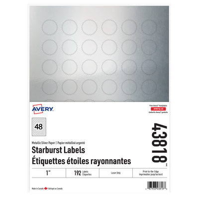 1” Metallic Silver Starburst Labels | Avery