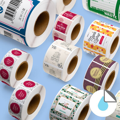 Removable White Film BOPP, Laminate Glossy, 5" x 5", Square Labels