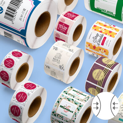 Film compressible blanc, laminé mat, 0.75" x 0.75", Étiquettes carrées