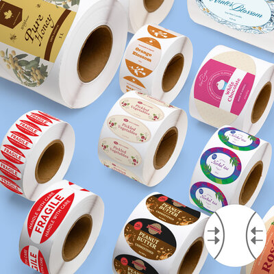 White Squeezable Film, Matte Laminate, 2" X 4", Oval Labels