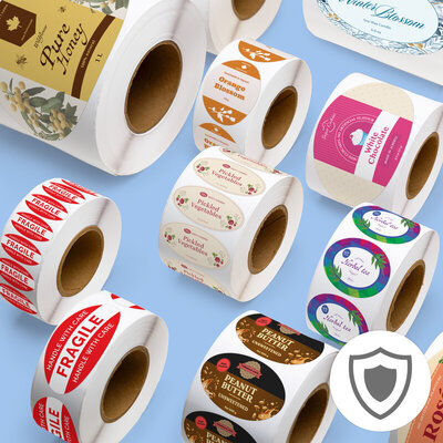 White UltraDuty Film, Laminate Glossy, 3" x 5", Oval Labels